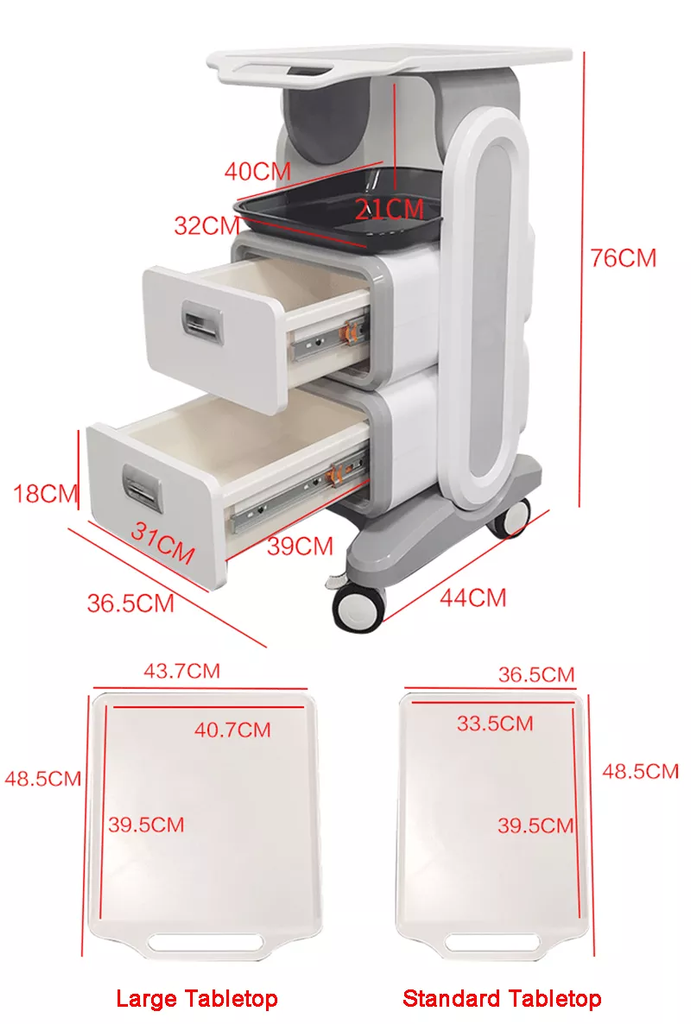 High Quality Mobile Medical Dental Trolley Cart with Two or One Drawer ...