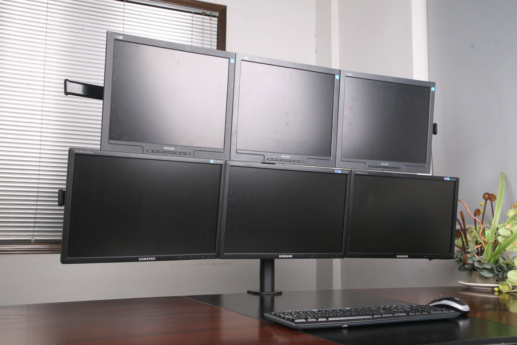 Hex Monitor Stand Desk Mount for 6 Screens, Fully Adjustable, 24 inch ...