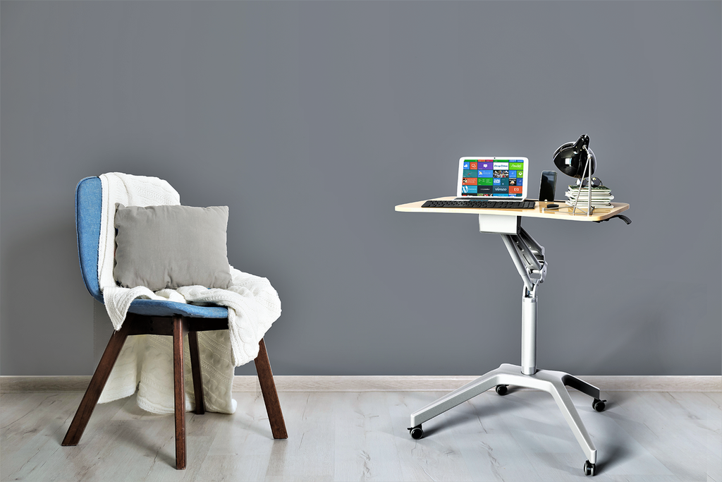 Pneumatic Sit-Stand Mobile Laptop Cart, Height Adjustable Multi-Purpos ...