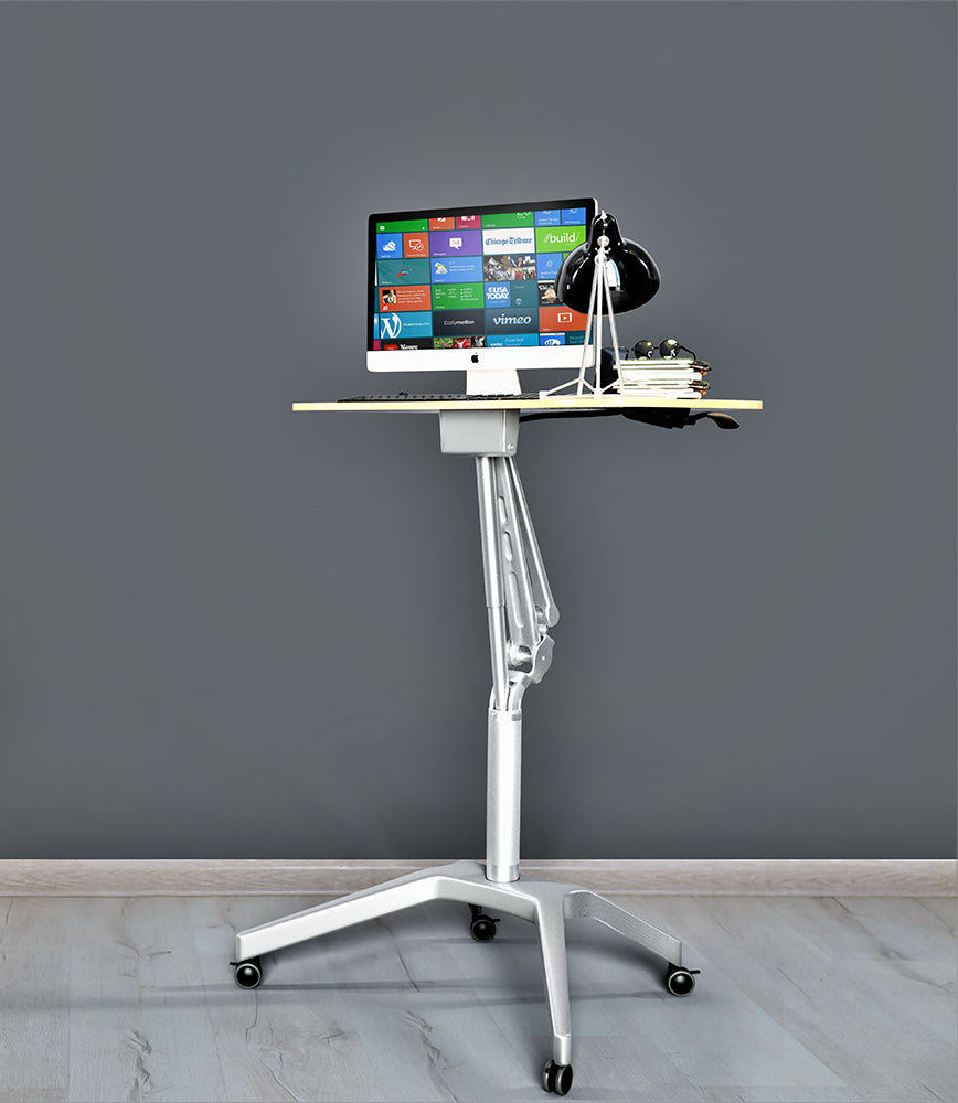 Pneumatic Sit-Stand Mobile Laptop Cart, Height Adjustable Multi-Purpos ...