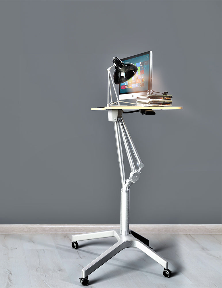 Pneumatic Sit-Stand Mobile Laptop Cart, Height Adjustable Multi-Purpos ...