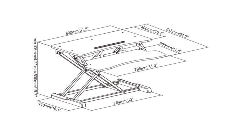 Gas Spring Height Adjustable Riser Converter, with Sit to Stand Ergono ...